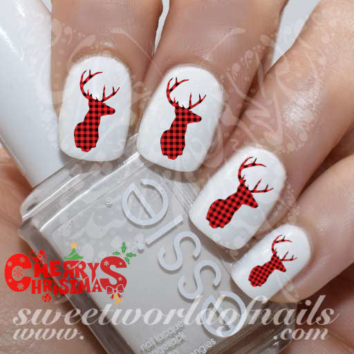 Christmas Nails lumberjack Deer Nail Water Decals